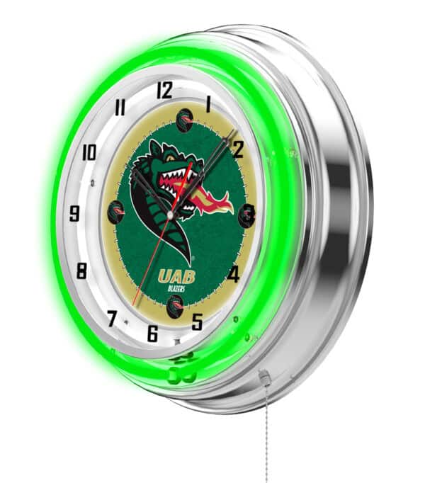 University of Alabama at Birmingham 19-Inch Neon Logo Clock in Chrome ...