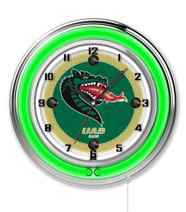 University of Alabama at Birmingham 19-Inch Neon Logo Clock in Chrome ...