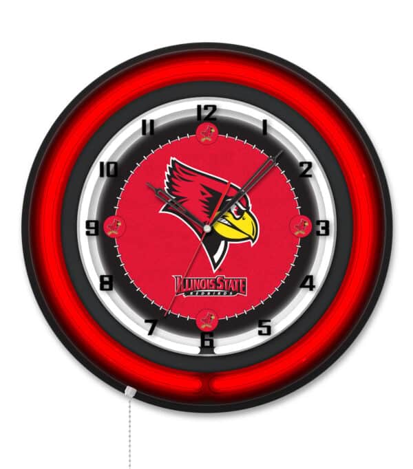 Illinois State University 19-Inch Neon Logo Clock in Black - Cave Supplies