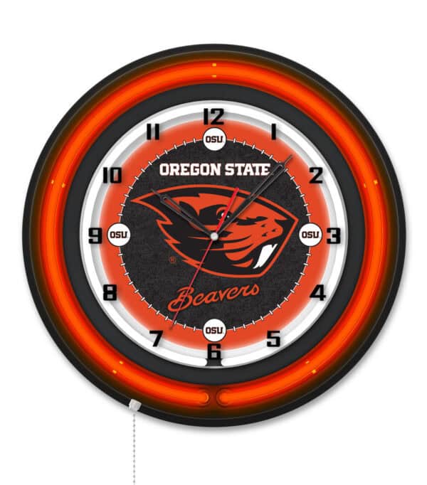 Oregon State University 19-Inch Neon Logo Clock in Black - Cave Supplies
