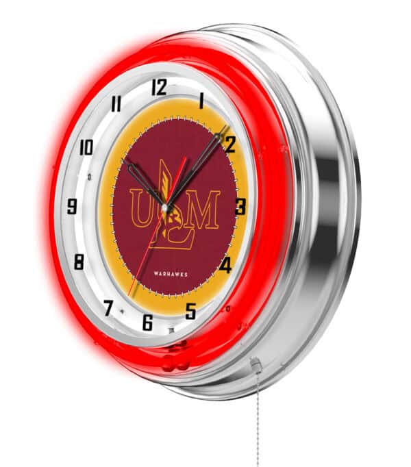University of Louisiana at Monroe 19-Inch Neon Logo Clock in Chrome ...