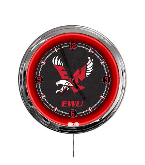 Eastern Washington University 16-Inch LED Wall Clock in Chrome - Cave ...