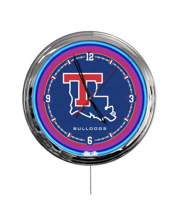 Louisiana Tech University 16-Inch LED Wall Clock in Chrome - Cave Supplies