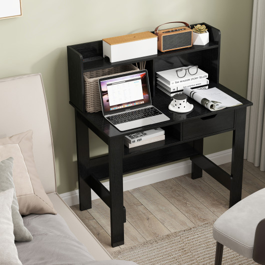 Black Computer Desk with USB, Type-C, and Power Outlets - Cave Supplies