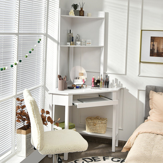 Corner Desk with Hutch, Shelves, and Space-Saving Design - Cave Supplies