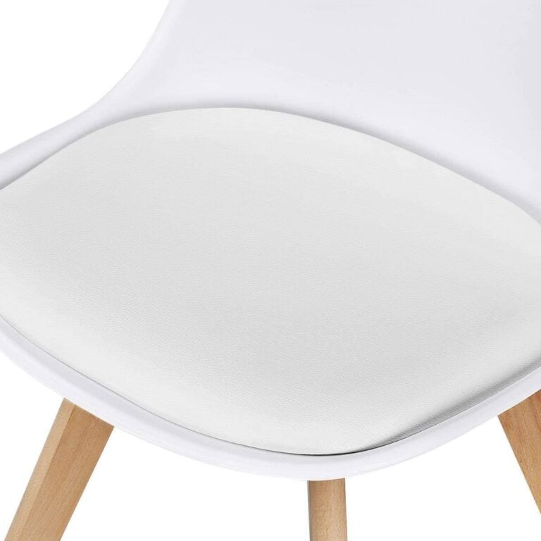 Modern White Shell Dining Chairs Beechwood Legs Upholstered Seats (Set ...