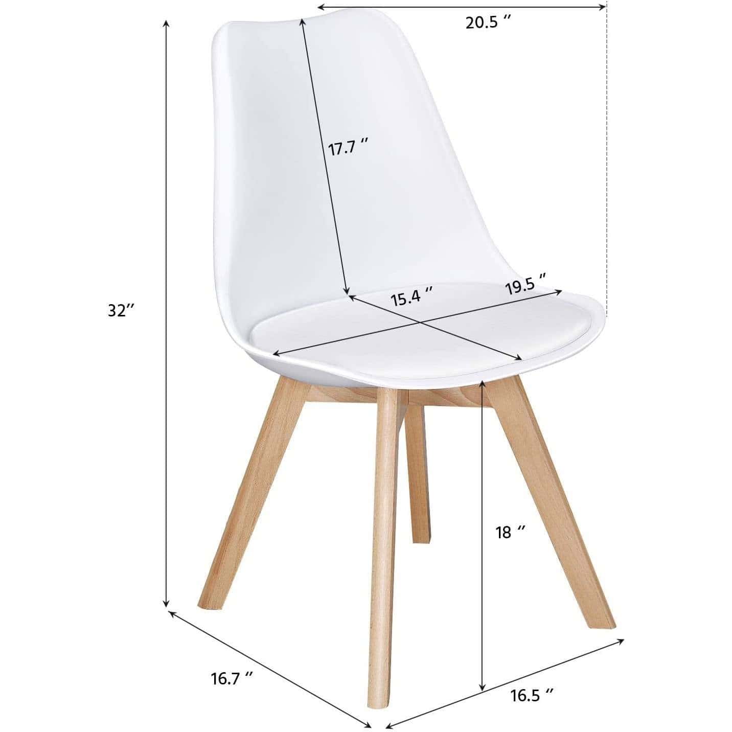 Modern White Shell Dining Chairs Beechwood Legs Upholstered Seats (Set ...