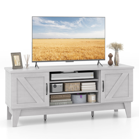 Farmhouse Gray TV Stand with Barn Doors for 65-Inch TVs - Cave Supplies
