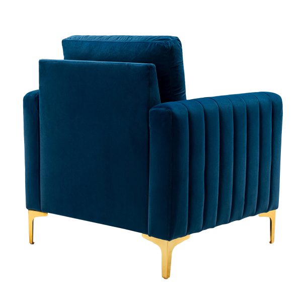 Ganymedes Navy Velvet Glam Tufted Accent Club Chair - Cave Supplies