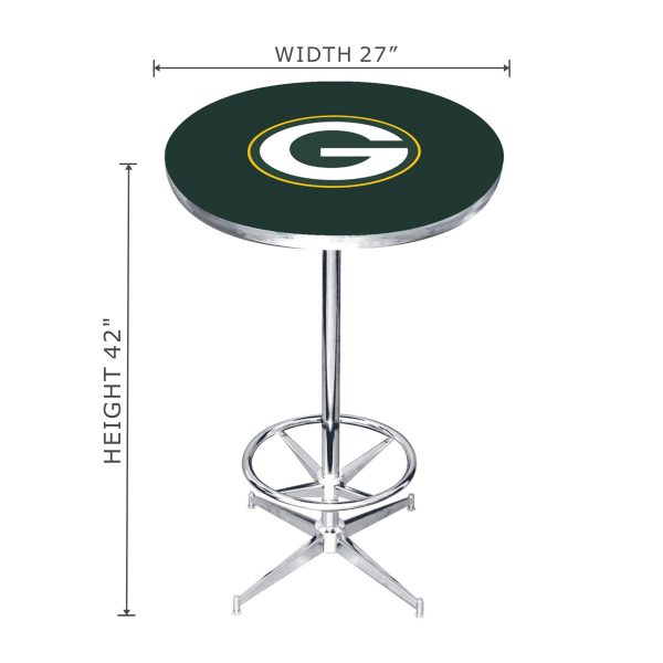 Green Bay Packers NFL Licensed Chrome Pub Table - Cave Supplies
