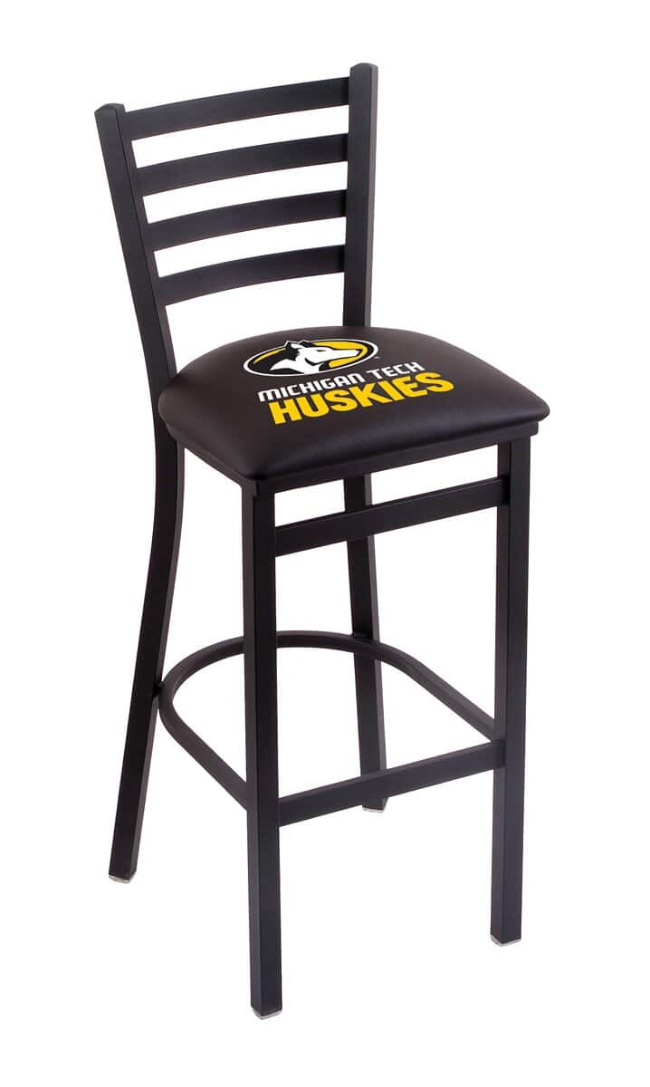 Michigan Tech University 30-Inch Stationary Bar Stool w/ Black Wrinkle ...