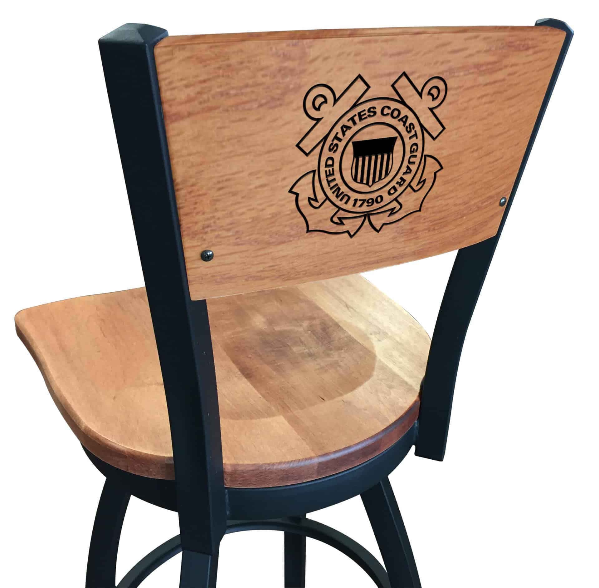 United States Coast Guard 36-Inch Swivel Extra Tall Bar Stool w/ Black ...