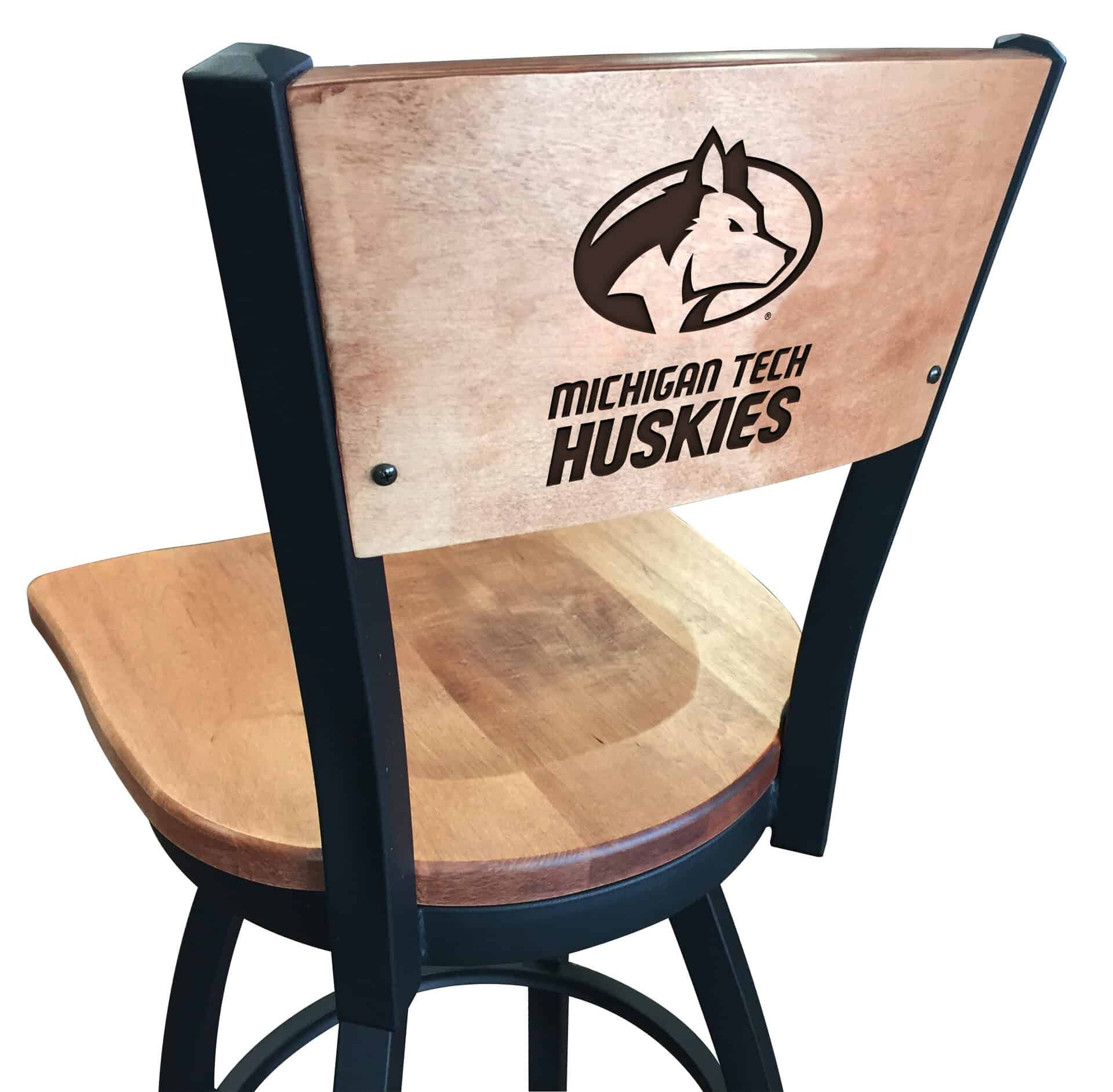 Michigan Tech University 30-Inch Swivel Bar Stool w/ Black Wrinkle ...
