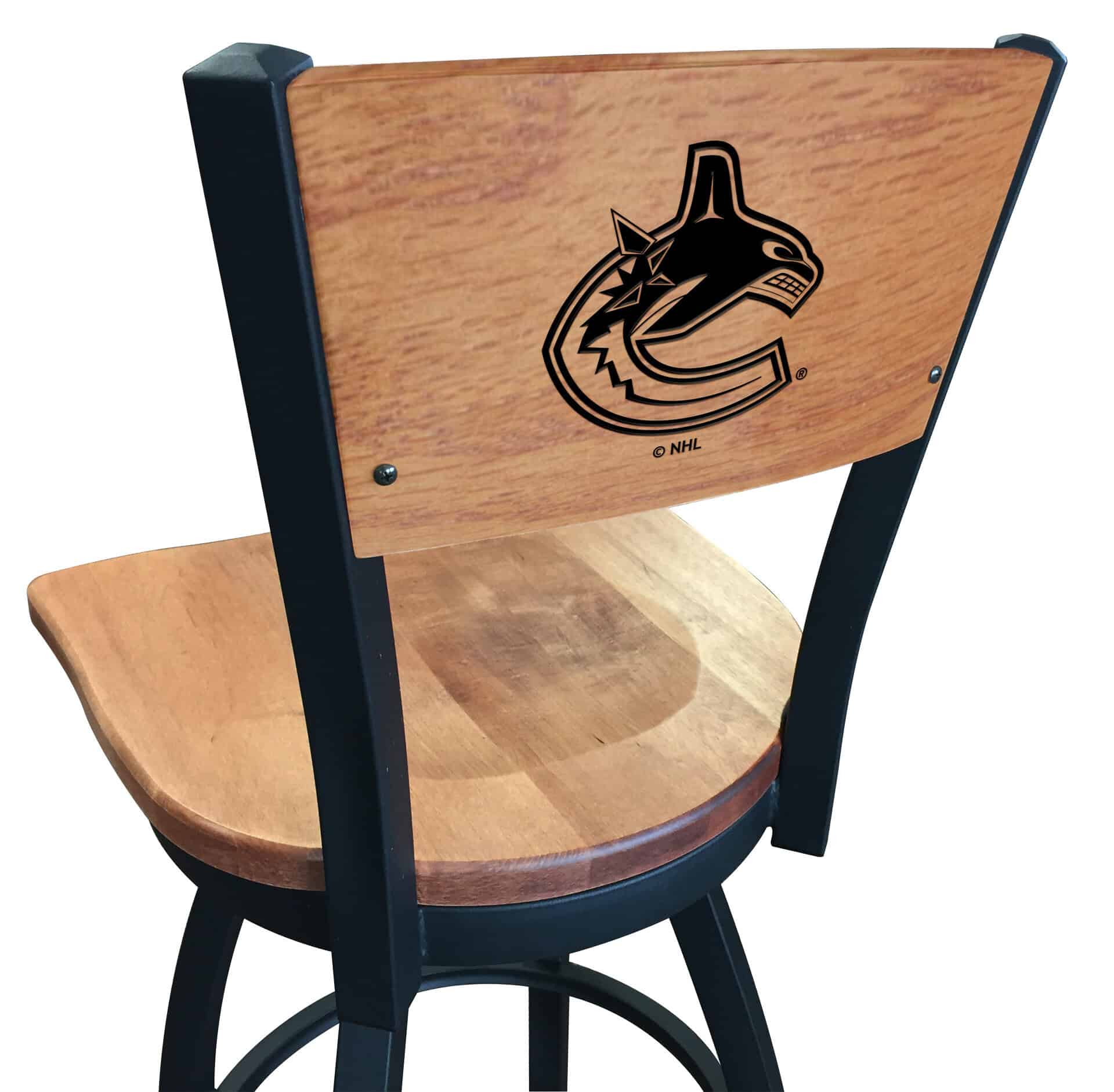 Vancouver Canucks 36-Inch Swivel Extra Tall Bar Stool w/ Black Wrinkle ...