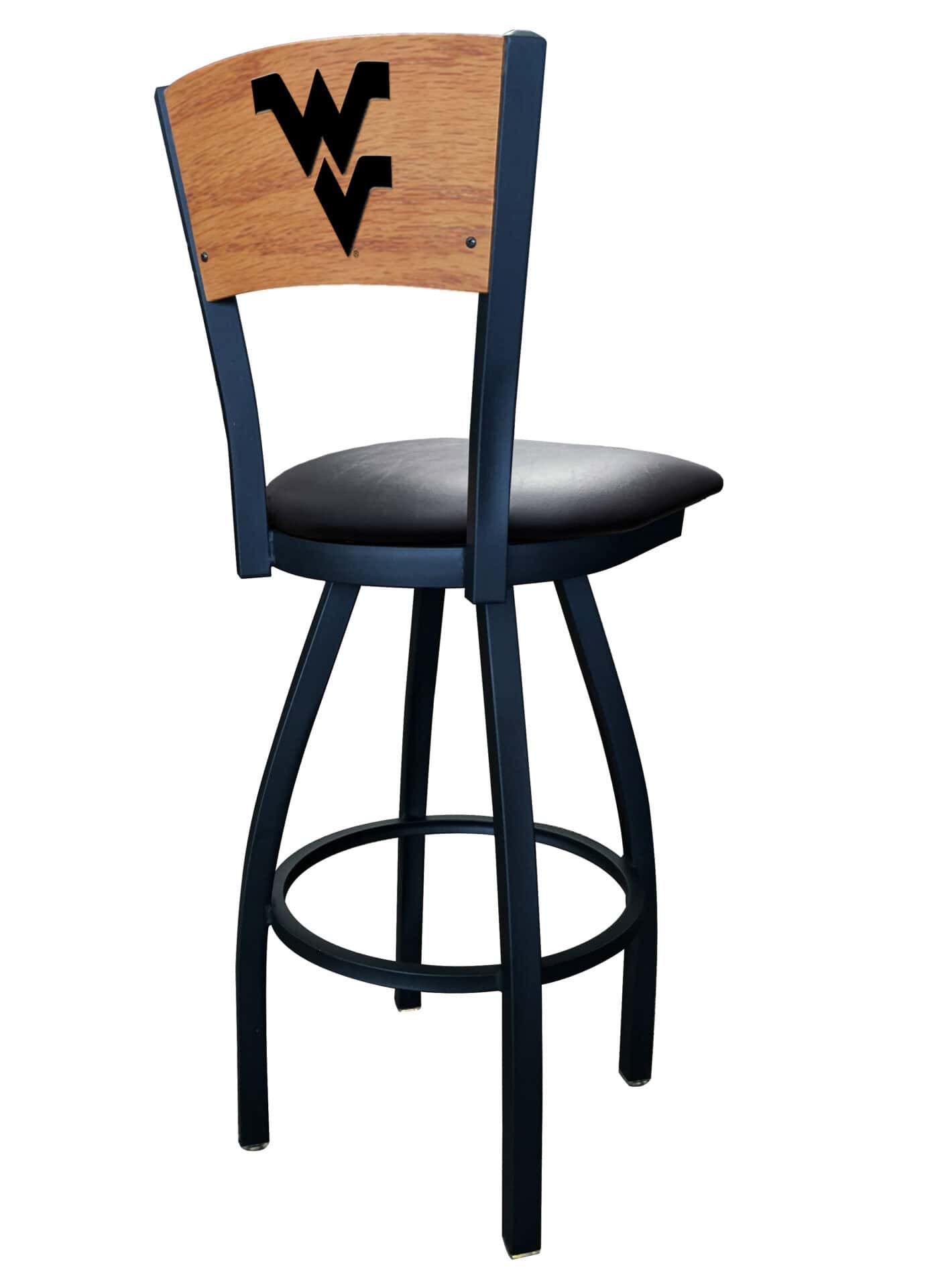 West Virginia University 25-Inch Swivel Counter Stool w/ Black Wrinkle ...