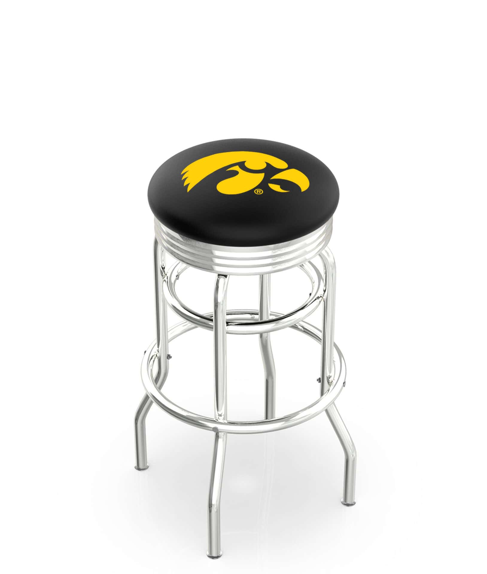 University of Iowa 30-Inch Swivel Backless Bar Stool w/ Chrome Finish ...