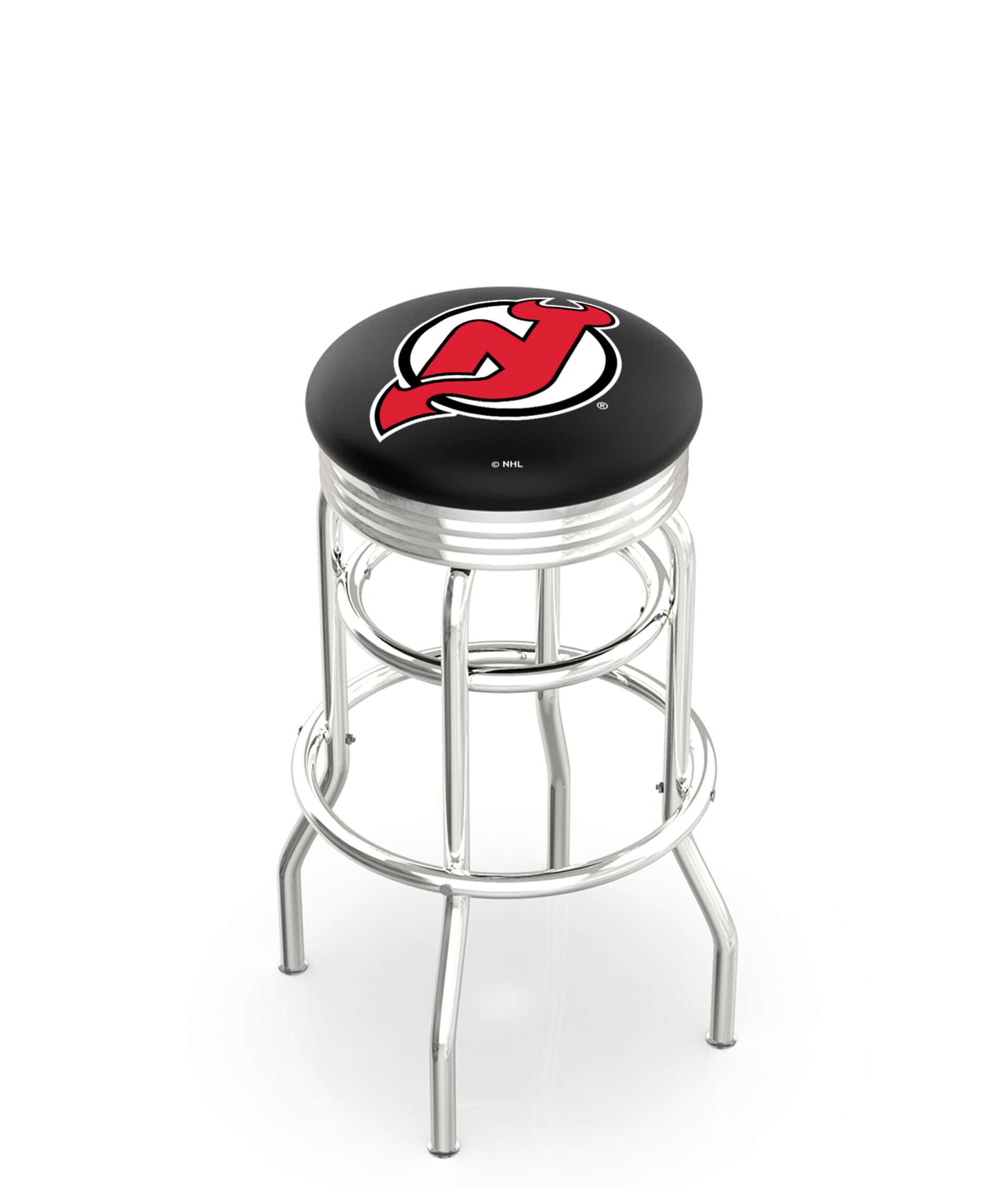 New Jersey Devils 25-Inch Swivel Backless Counter Stool w/ Chrome ...