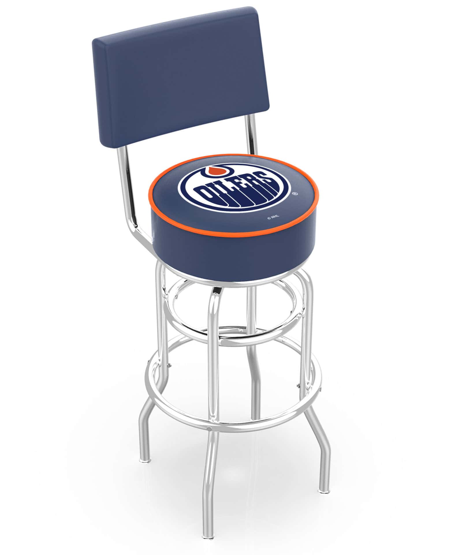 Edmonton Oilers 25-Inch Swivel Counter Stool w/ Chrome Finish, Double ...