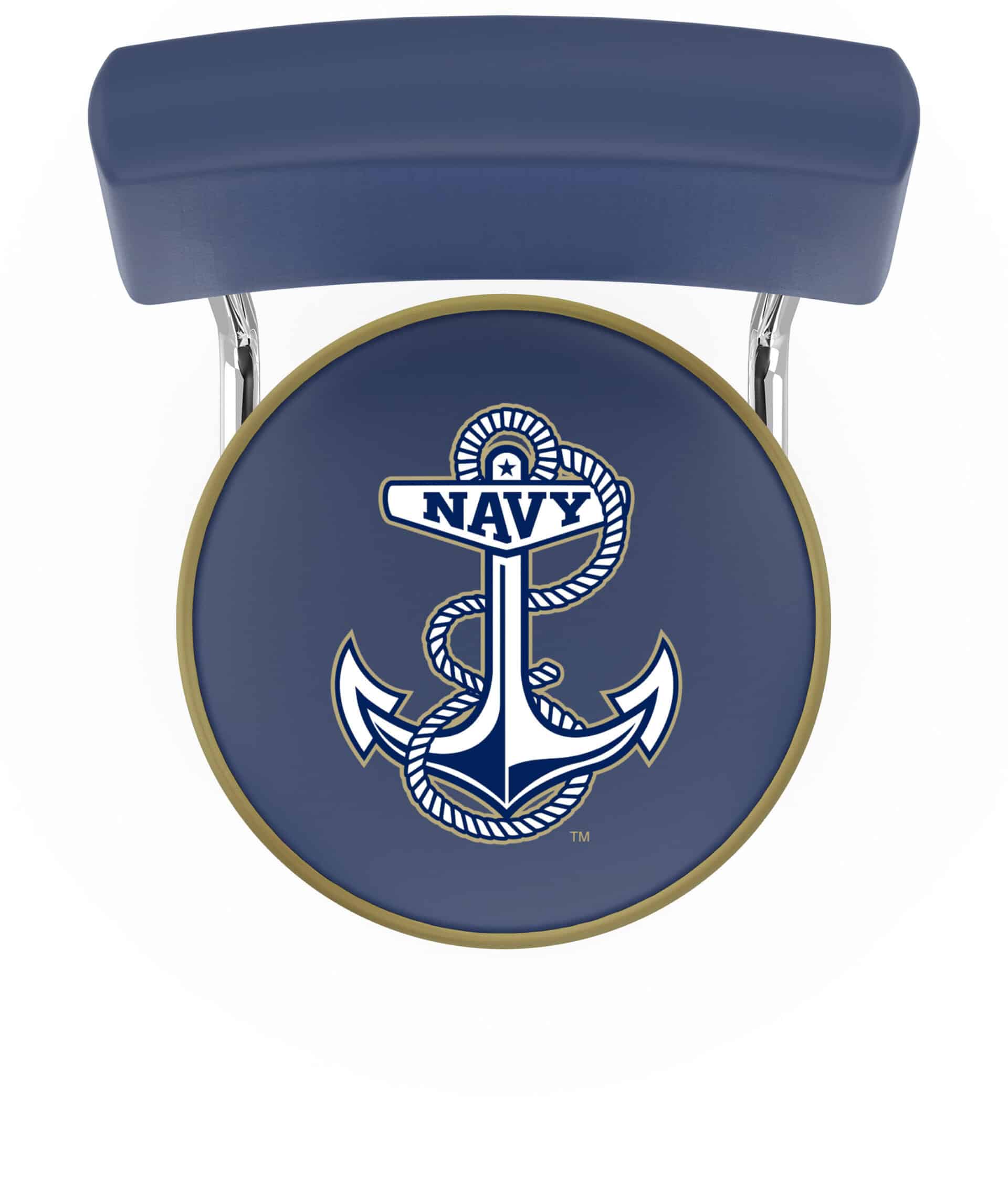 US Naval Academy 30-Inch Swivel Bar Stool w/ Chrome Finish, Double-Ring ...