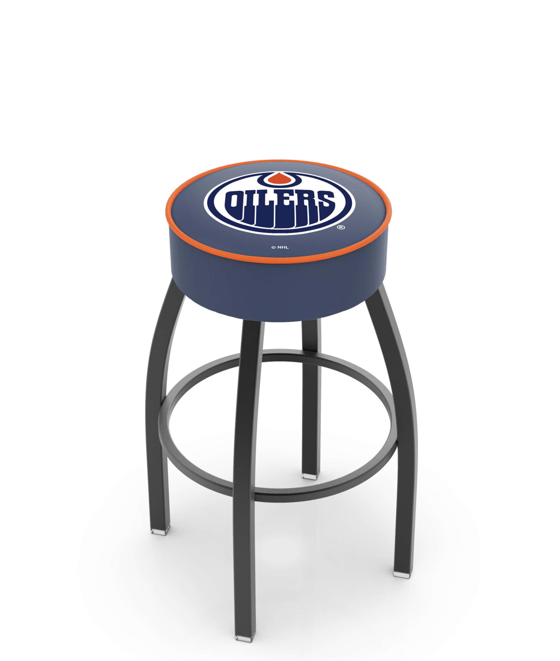 Edmonton Oilers 30-Inch Swivel Backless Bar Stool w/ Black Wrinkle ...