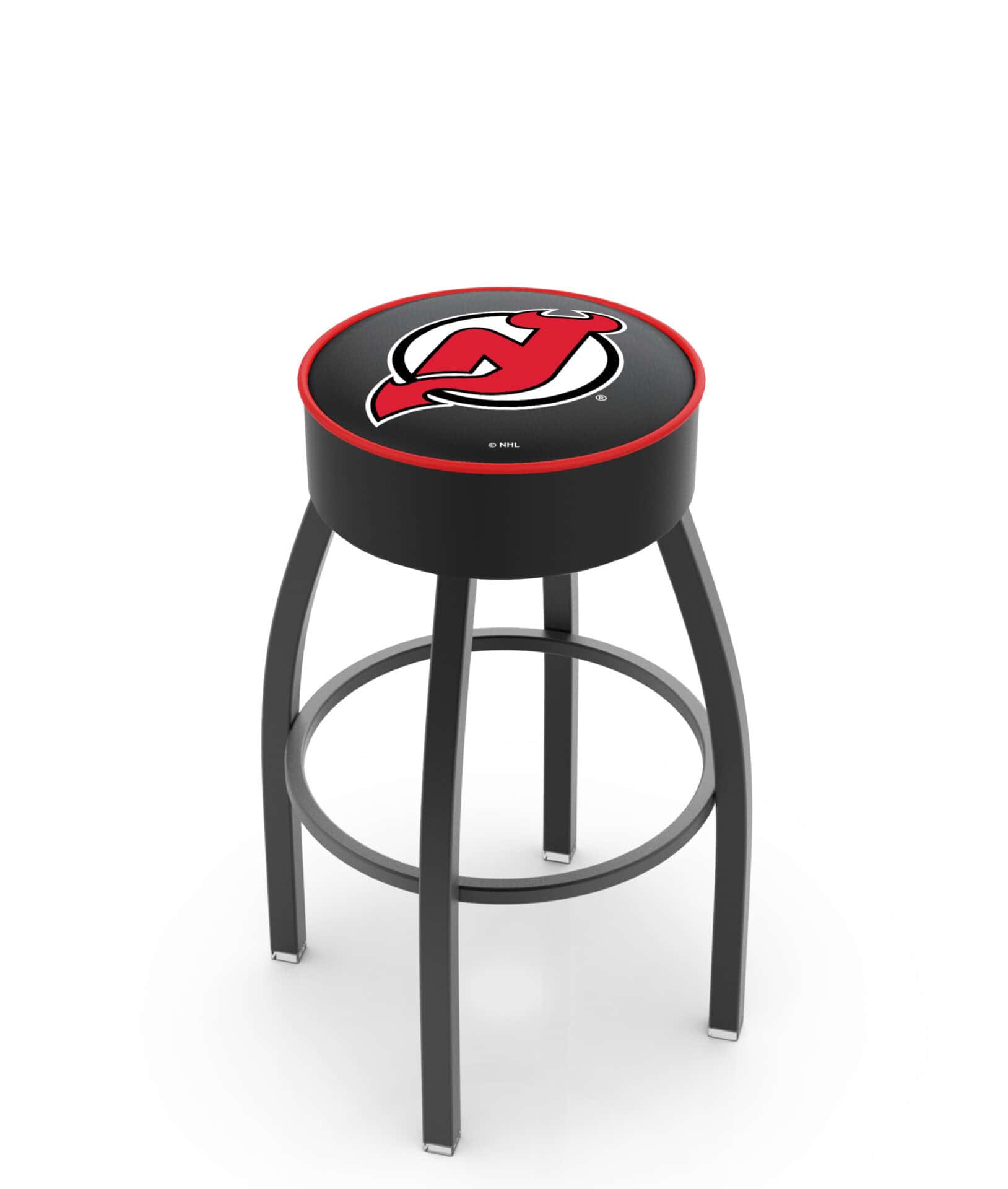 New Jersey Devils 30-Inch Swivel Backless Bar Stool w/ Black Wrinkle ...