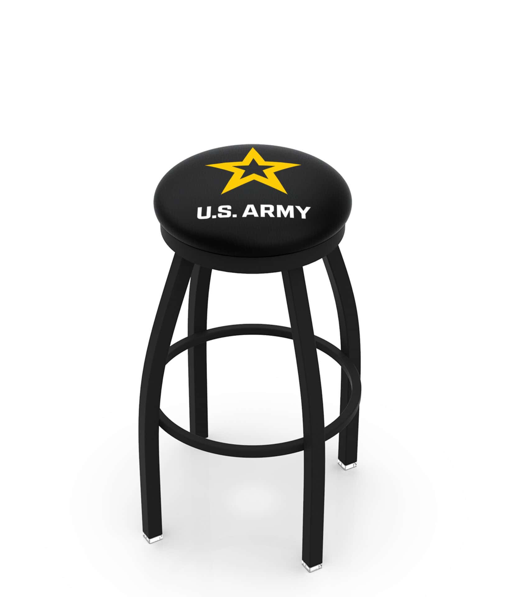 United States Army 30-Inch Swivel Backless Bar Stool w/ Black Wrinkle ...