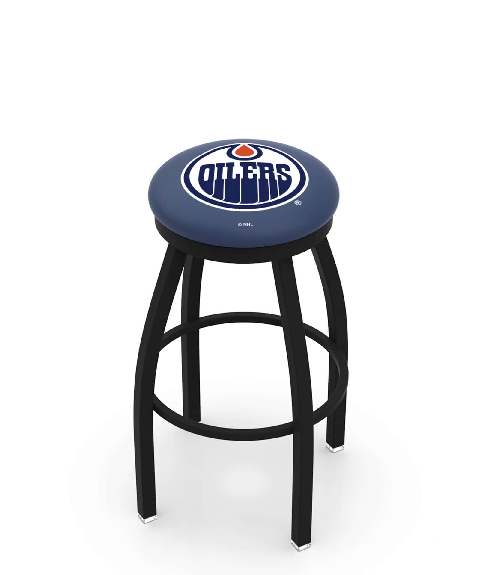 Edmonton Oilers 36-Inch Swivel Backless Extra Tall Bar Stool w/ Black ...