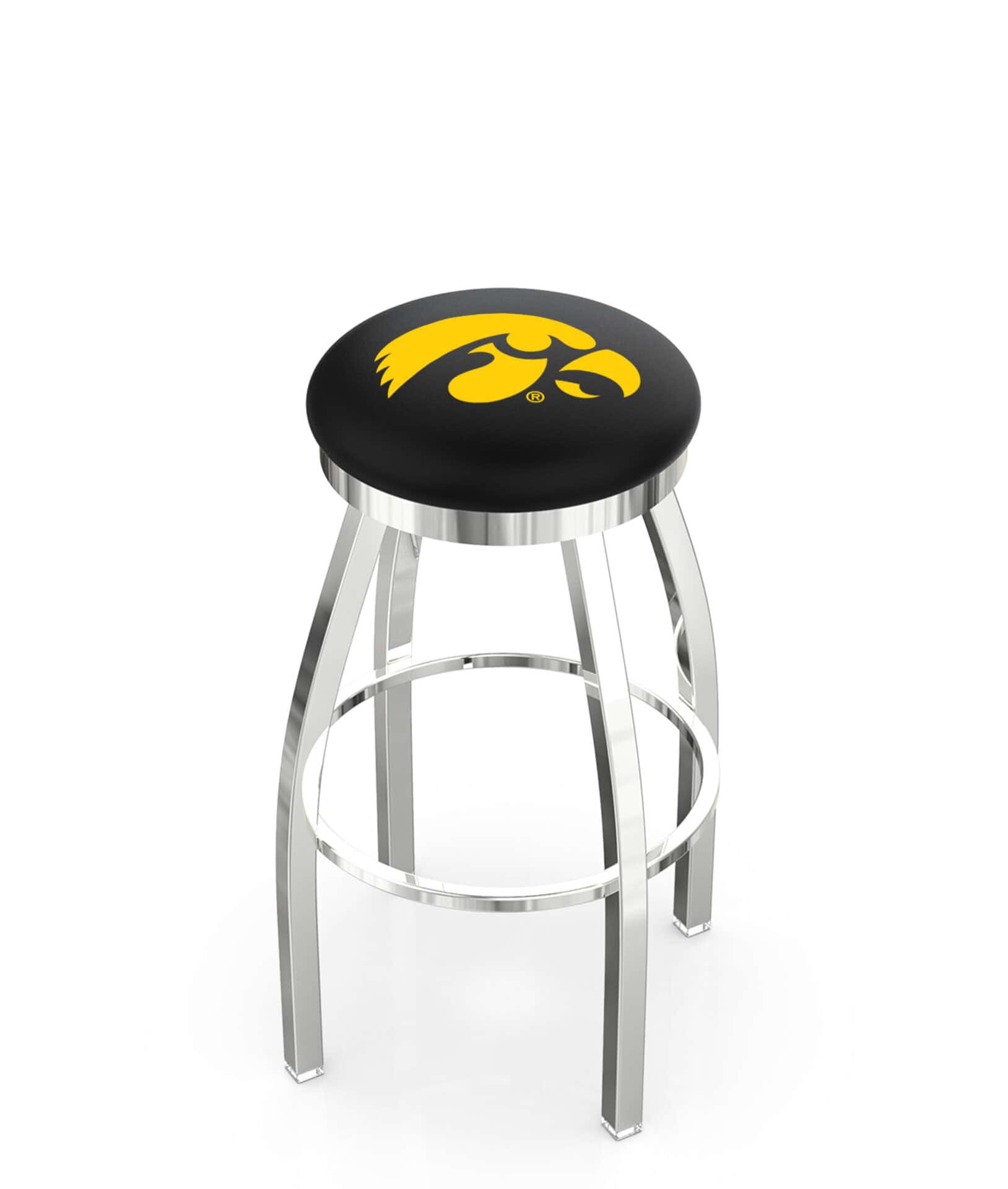 University of Iowa 30-Inch Swivel Backless Bar Stool w/ Chrome Finish ...