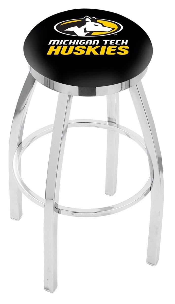 Michigan Tech University 30-Inch Swivel Backless Bar Stool w/ Chrome ...