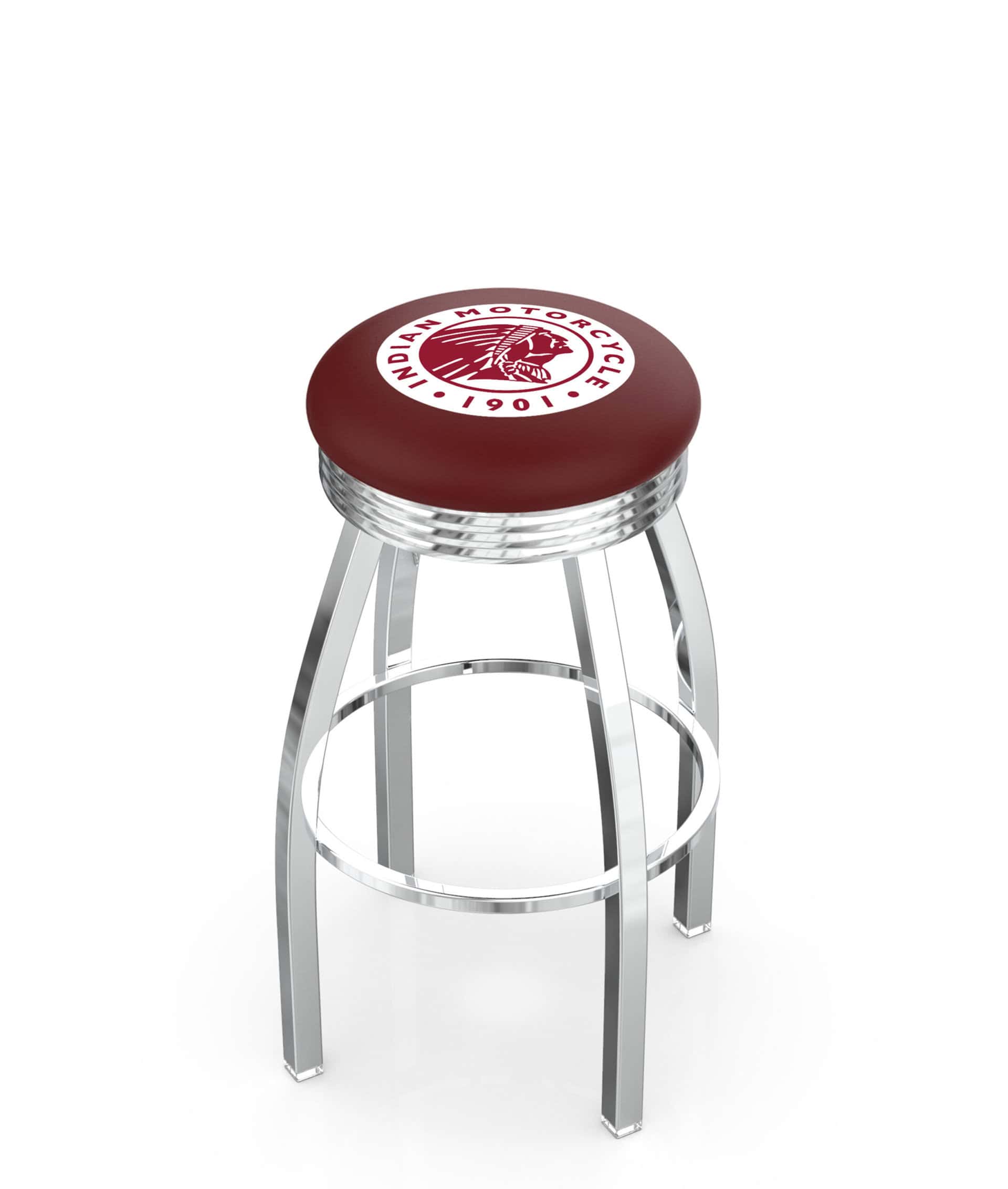 Indian Motorcycle 30-Inch Swivel Backless Bar Stool w/ Chrome Finish ...