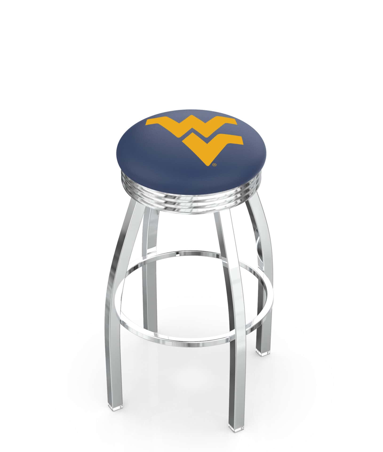 West Virginia University 30-Inch Swivel Backless Bar Stool w/ Chrome ...