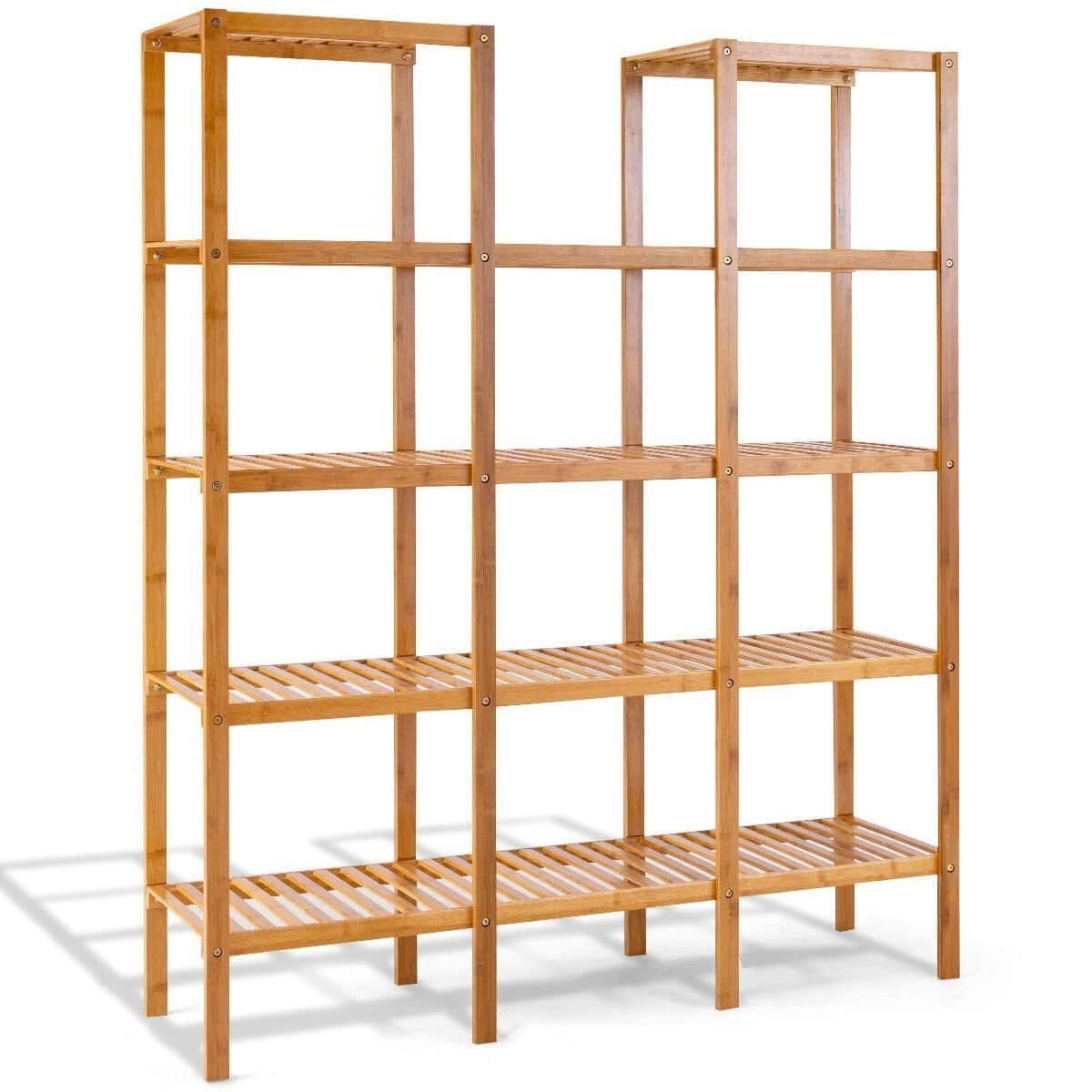 Bamboo 4-Shelf Bookcase and Plant Stand Shelving Unit - Cave Supplies