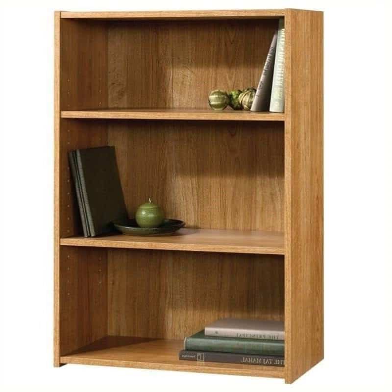 Modern Oak Wood 3-Shelf Bookcase with Adjustable Shelves - Cave Supplies