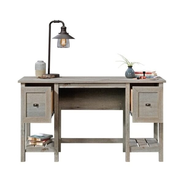Rustic Light Oak 2 Drawer Storage Office Desk - Cave Supplies
