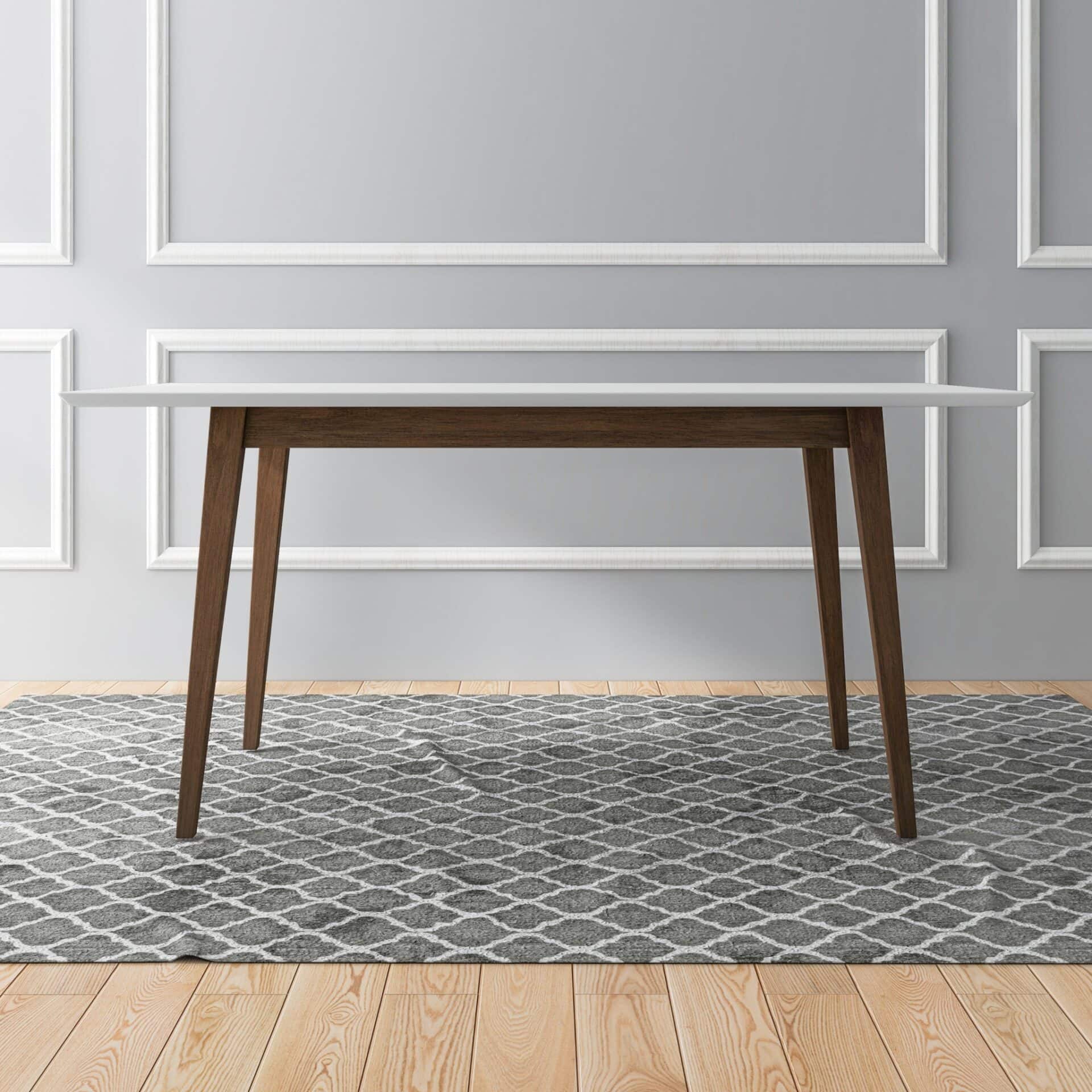 Solid Wood White Rectangular Dining Table 63 Inch Mid-Century - Cave ...