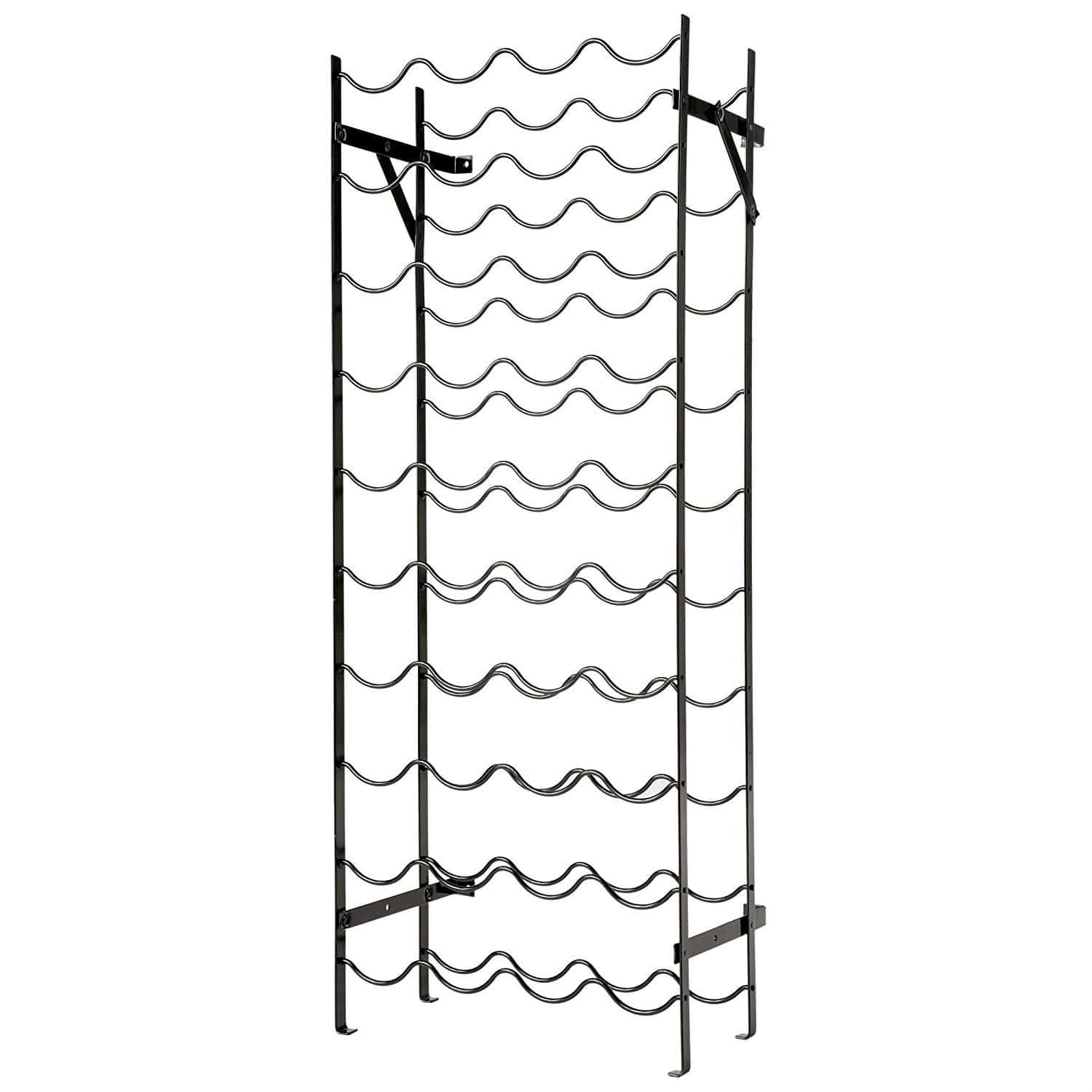 Black Metal 40-Bottle Wine Rack with Wall Anchors - Cave Supplies