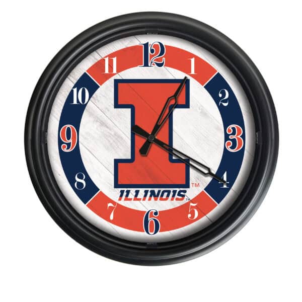 University of Illinois 14-Inch Indoor/Outdoor LED Wall Clock in Black ...