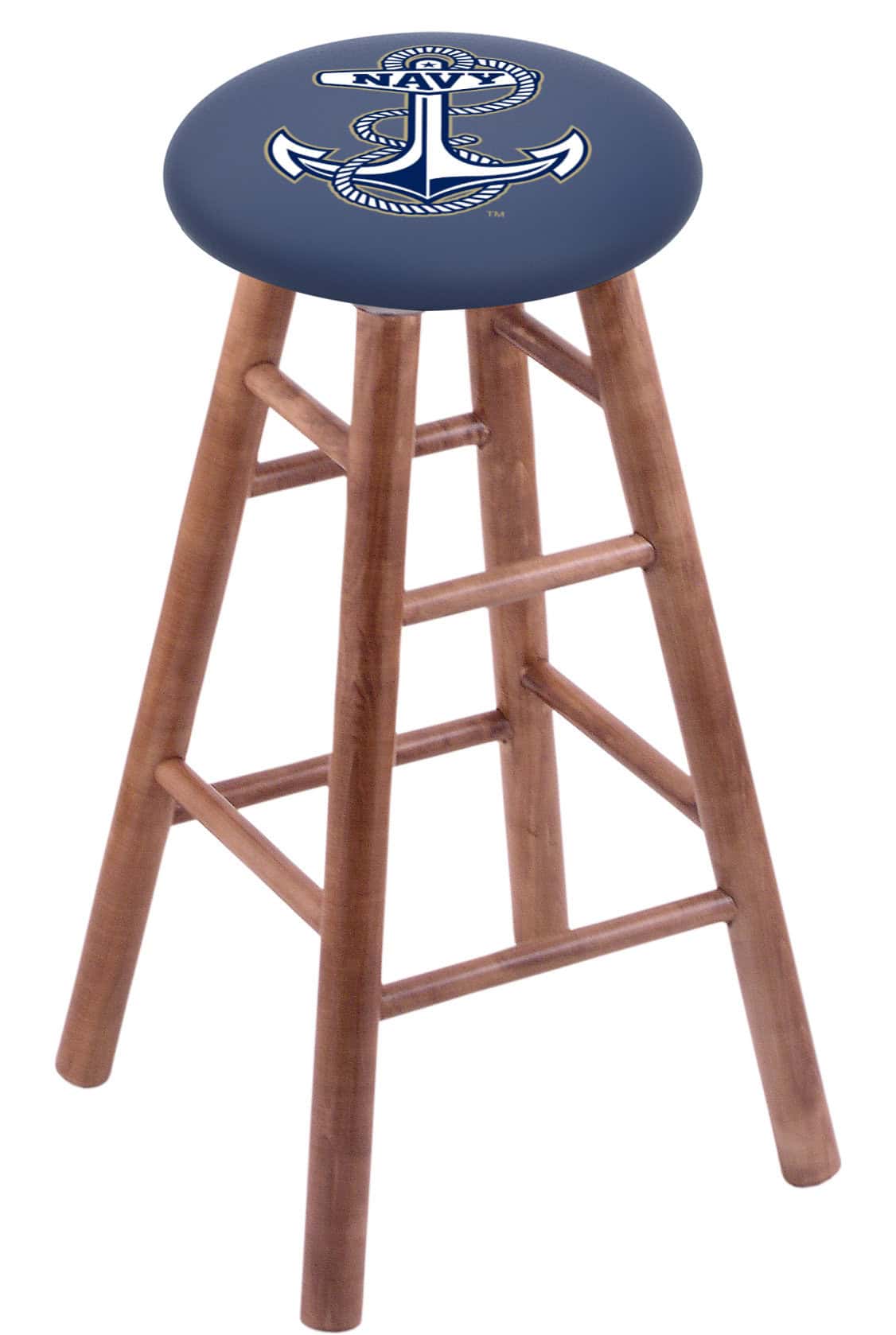 US Naval Academy 30" Swivel Maple Bar Stool in Medium Finish - Cave ...