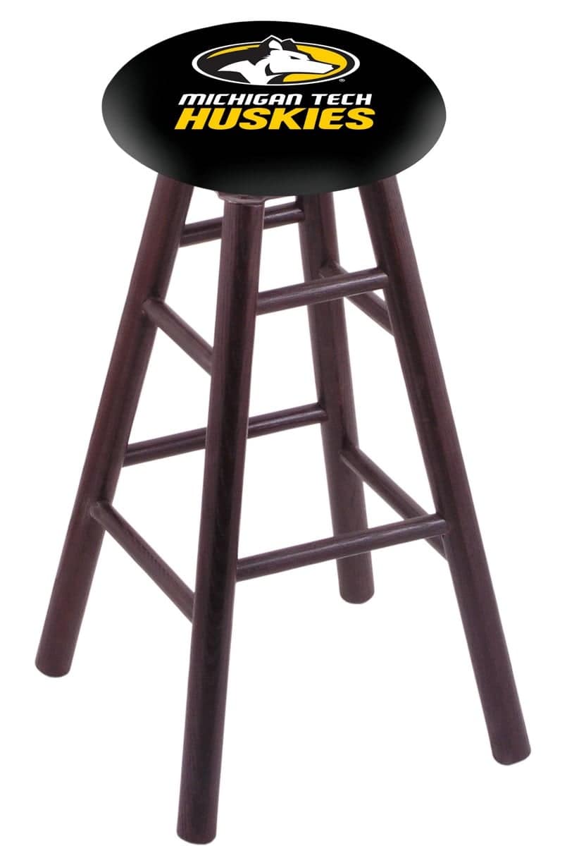 Michigan Tech University 30" Swivel Oak Bar Stool in Dark Cherry Finish ...