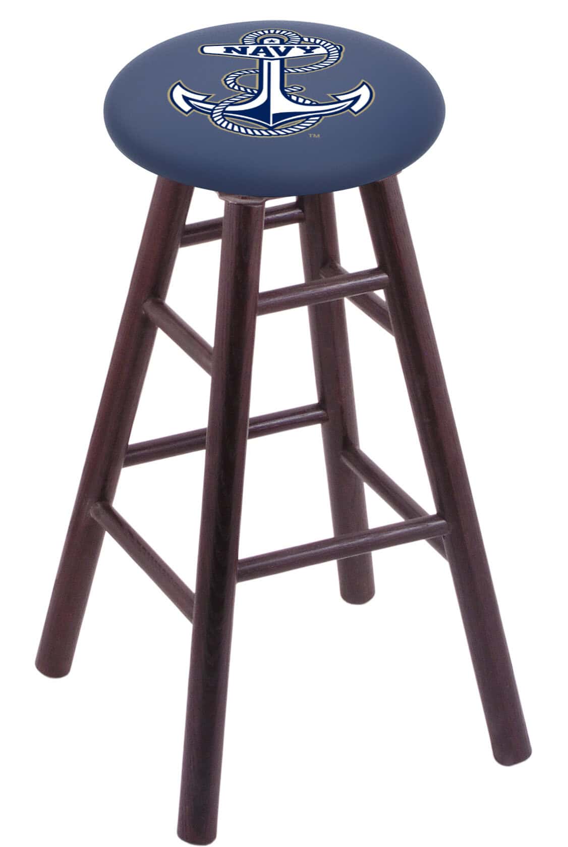 US Naval Academy 30" Swivel Oak Bar Stool in Dark Cherry Finish - Cave ...