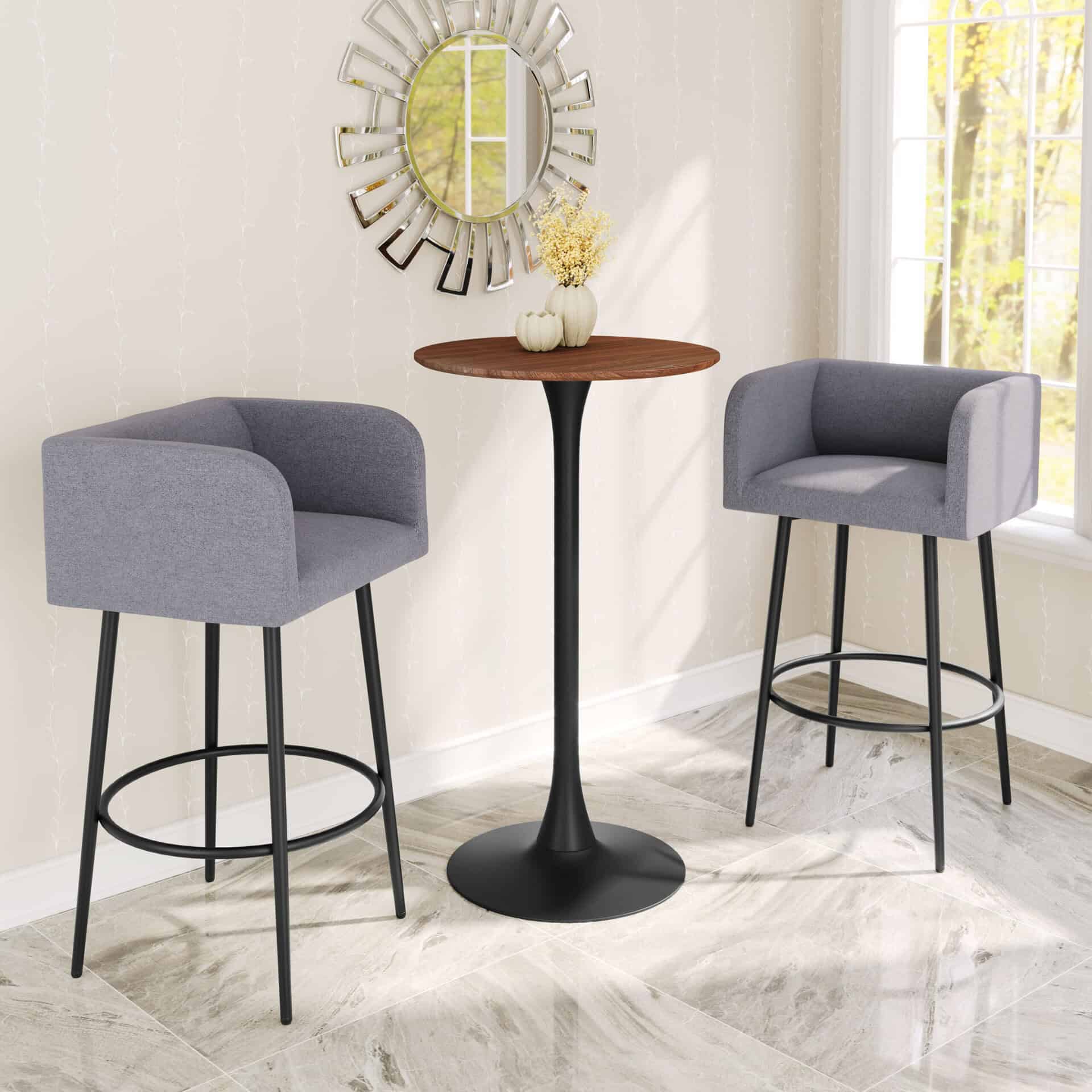 Round Industrial Bar Table with Floating Pedestal Design - Cave Supplies