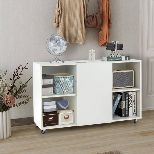 Rustic Mobile Storage Cabinet with Wheels and Six Compartments - Cave ...