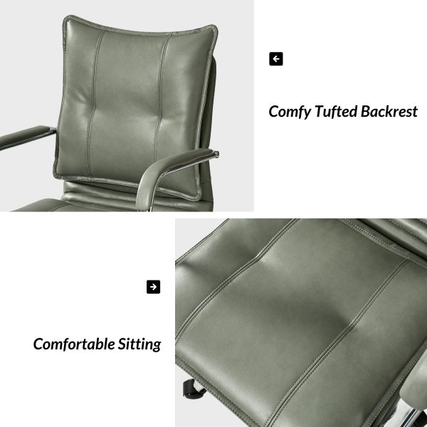 Sage Vegan Leather Tufted Wingback Ergonomic Adjustable Task Chair ...