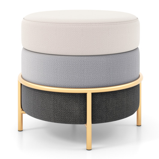 Modern Linen Ottoman with Gold Base and Anti-Slip Pads - Cave Supplies