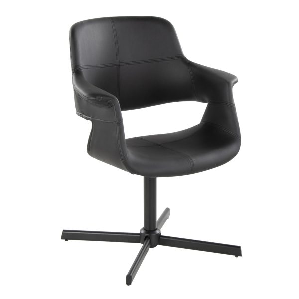 Vintage Flair Black Faux Leather Swivel Accent Chair - Cave Supplies
