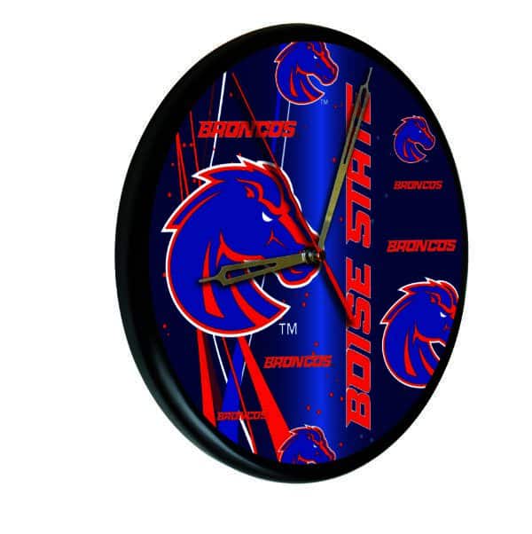 Boise State University 13-Inch Solid Wood Clock in Black - Cave Supplies