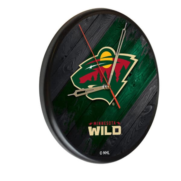 Minnesota Wild 13-Inch Solid Wood Clock in Black - Cave Supplies