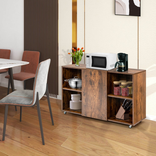 Rustic Mobile Storage Cabinet with Wheels and Six Compartments - Cave ...