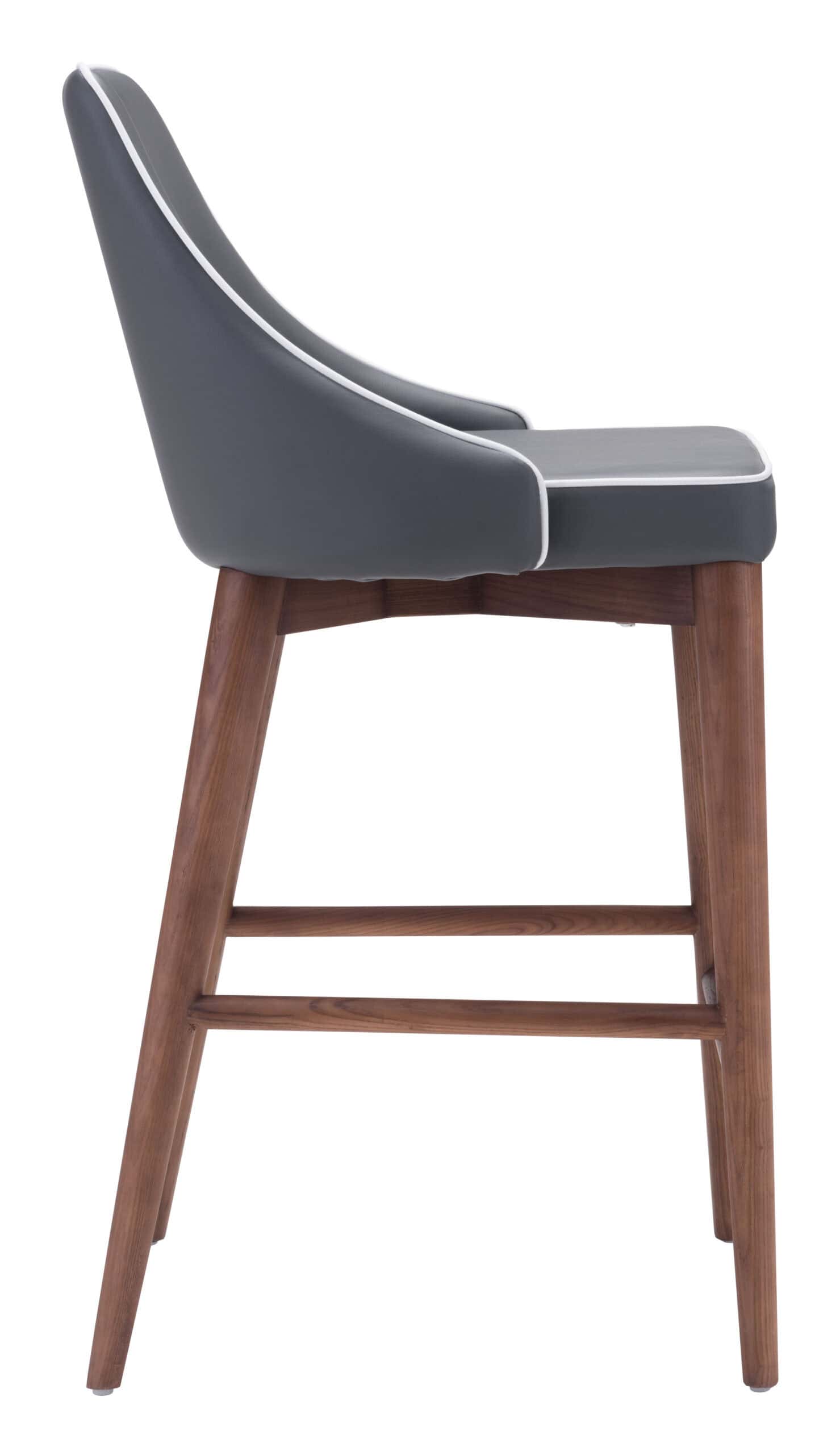 Slim Wing Back Counter Stool with Walnut Base and Dark Gray Seat - Cave ...