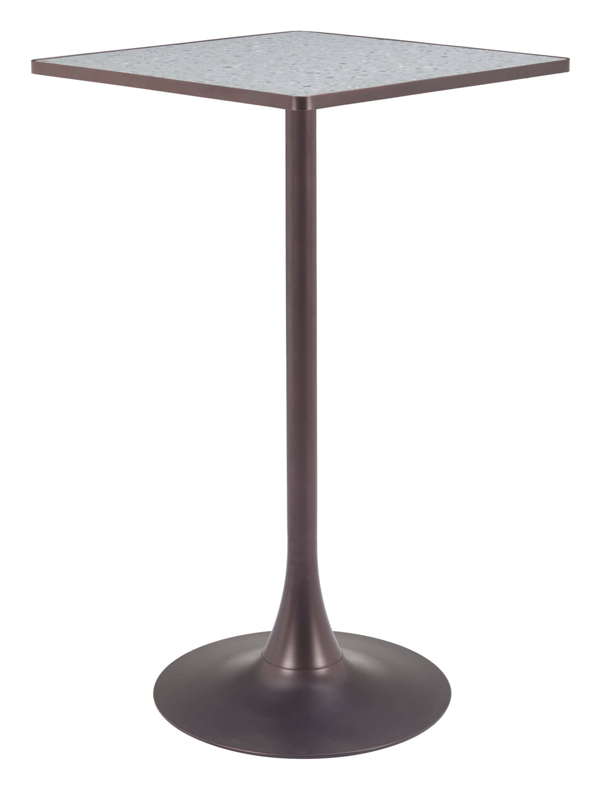 Gray & Bronze Square Bar Table, Modern Design, Seats 2 - Cave Supplies